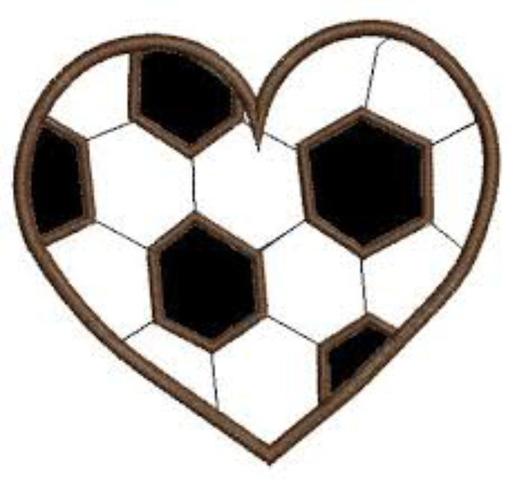 Soccer Ball Heart Applique Embroidery Design in Two Sizes - Etsy