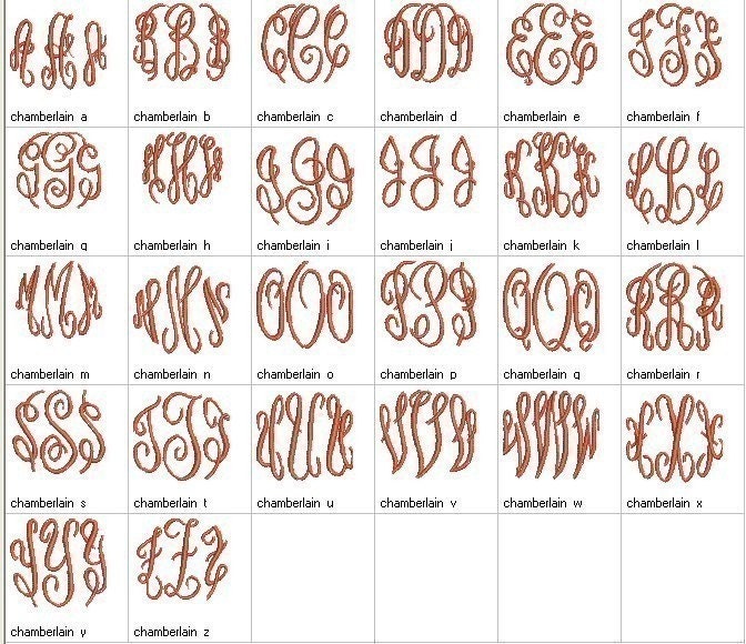 Chamberlain Vine Monogram Embroidery Font Designs 1.5 - Etsy