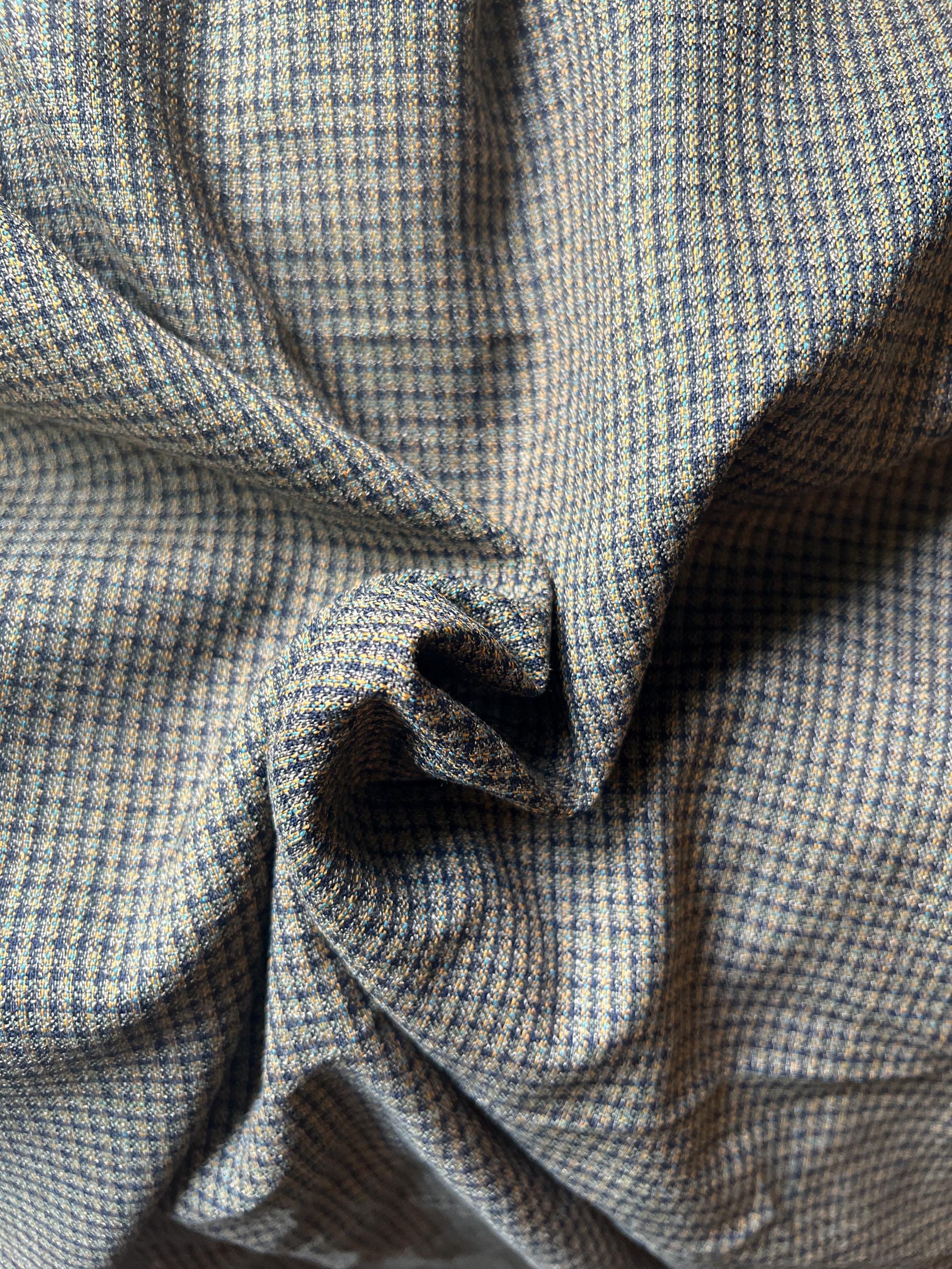 Bottom Weight Woven Fabric 60” X 1 Yard Blue Brown Navy Tweed Check - Etsy