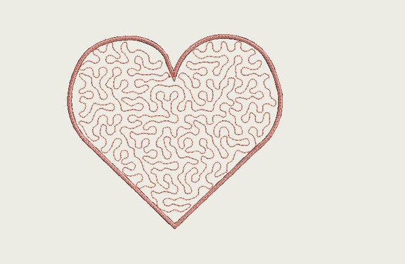 Applique Heart With Stipple Quilting Embroidery Design | Etsy