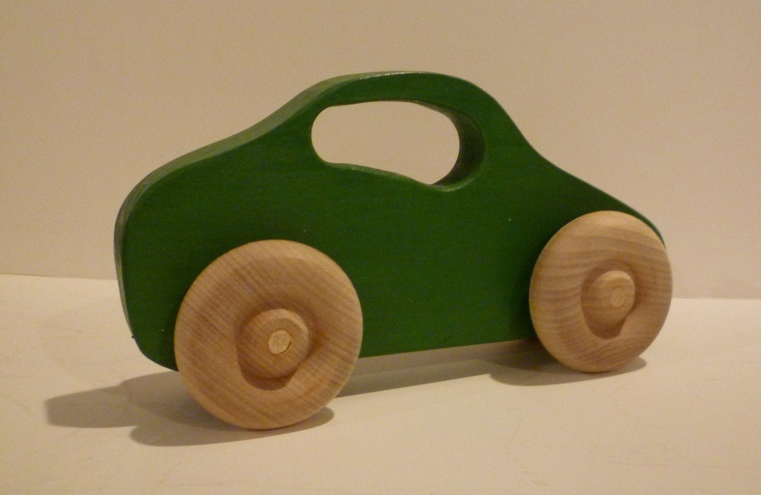 Toy Green Car - Handcrafted Wooden Green Toy Car - First Birthday ...