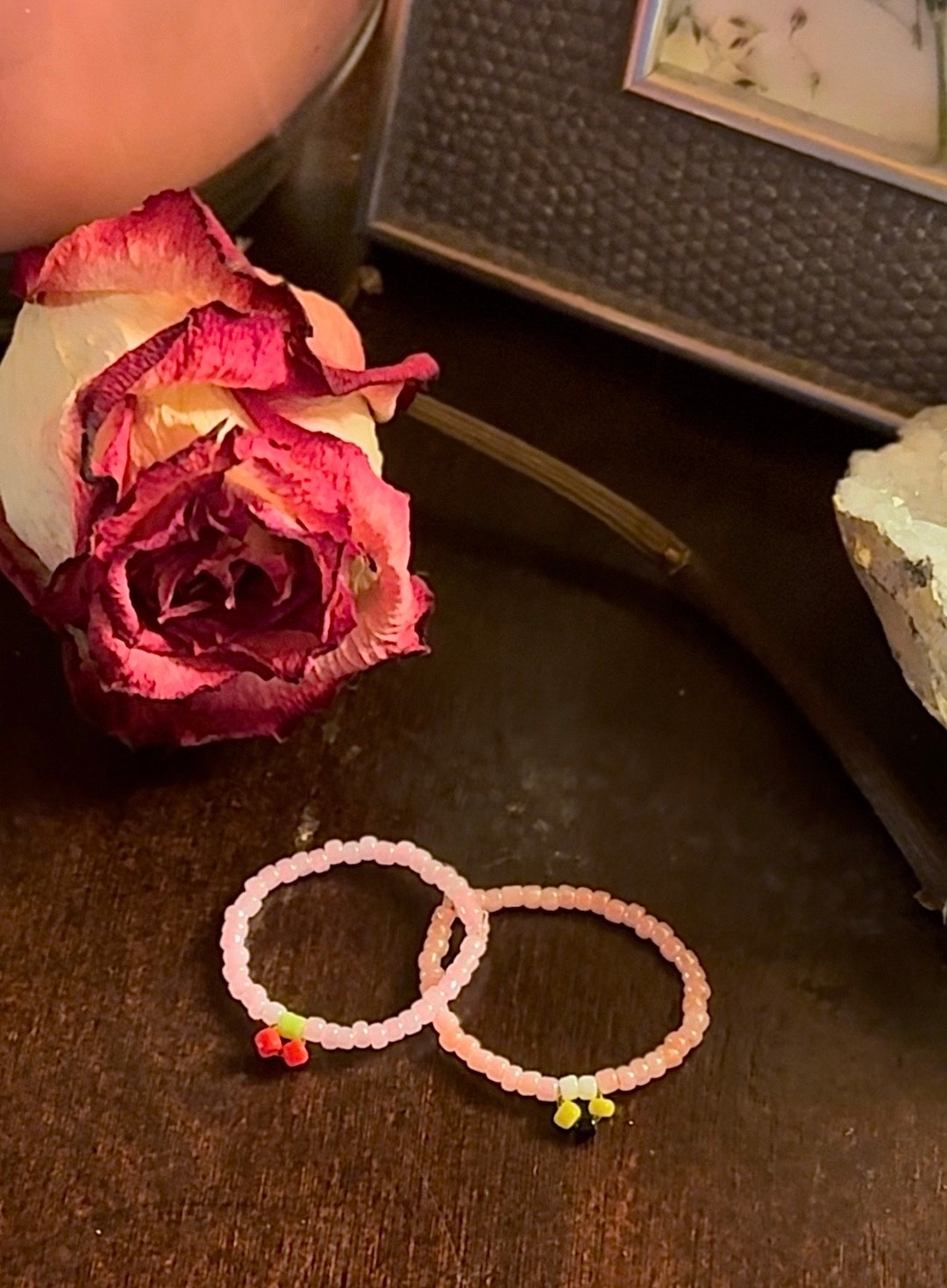 Bumblebee 𝐨𝐫 Cherry Seed Bead Ring, Custom Rings, Colorful Rings ...