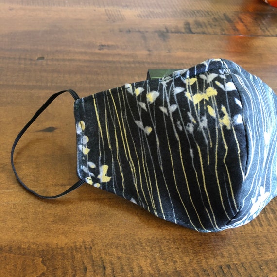 Japanese floral print cloth face mask with filter pocket and | Etsy
