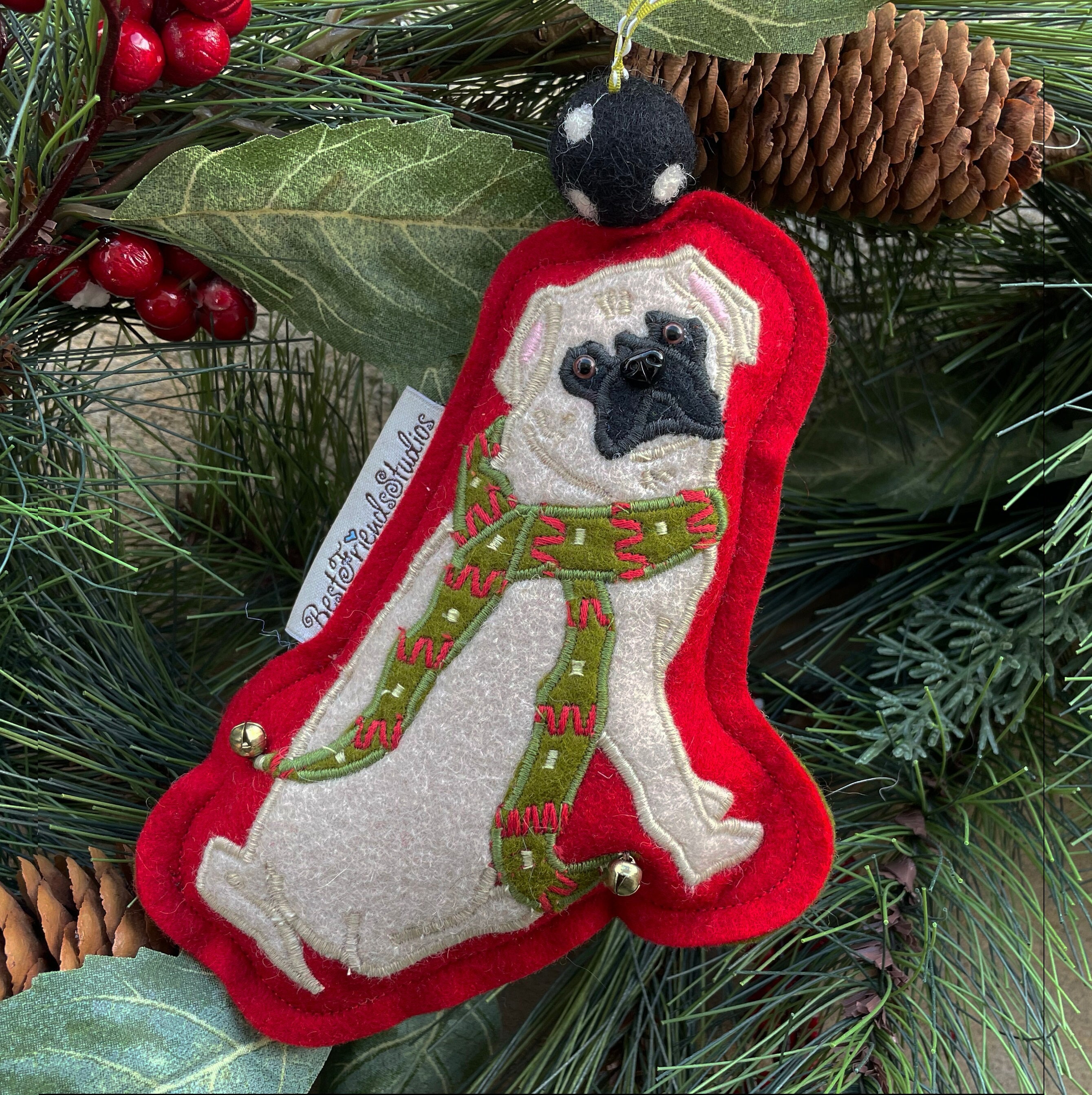 Pug Christmas Ornament, Celebrate Your Pug With Her Own Ornament for ...