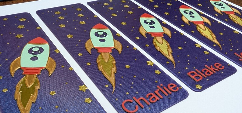 Kids Rocket Bookmark 3D Printed, Custom Name Option - Etsy