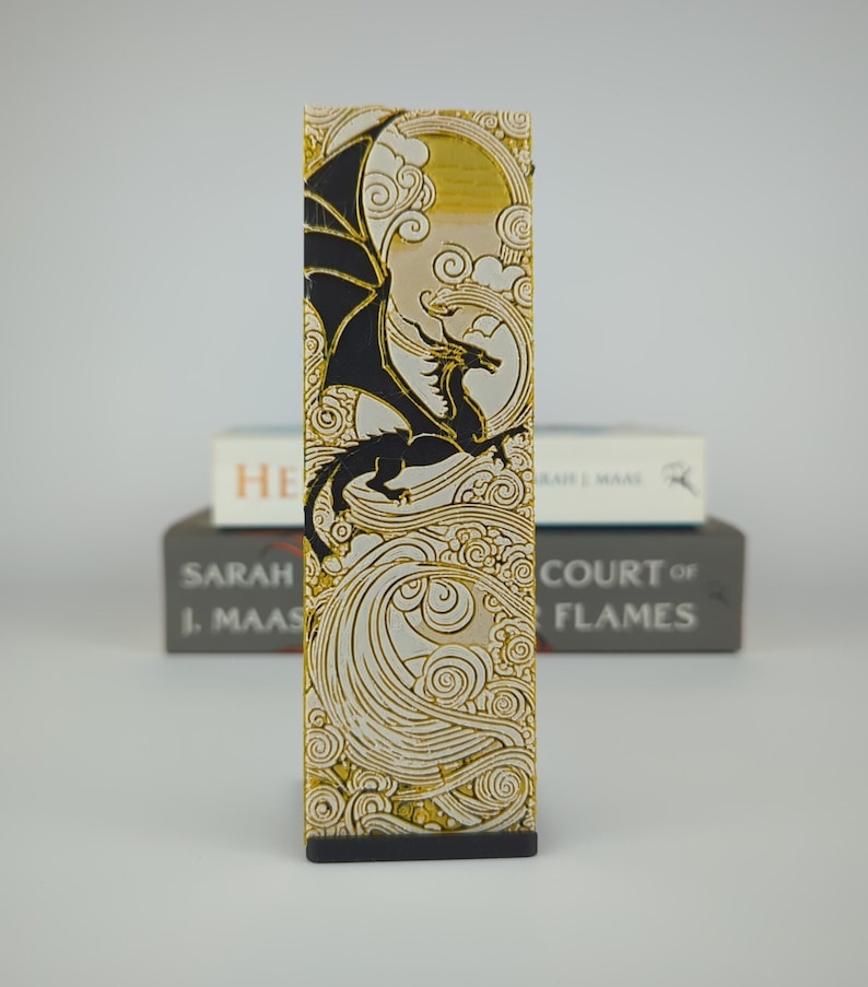 Dragon Bookmark 3D Printed Gold, White & Black - Fourth Wing Fans - Etsy