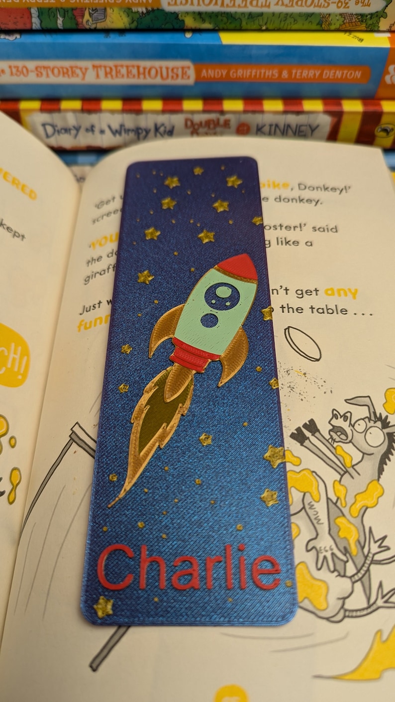 Kids Rocket Bookmark 3D Printed, Custom Name Option - Etsy
