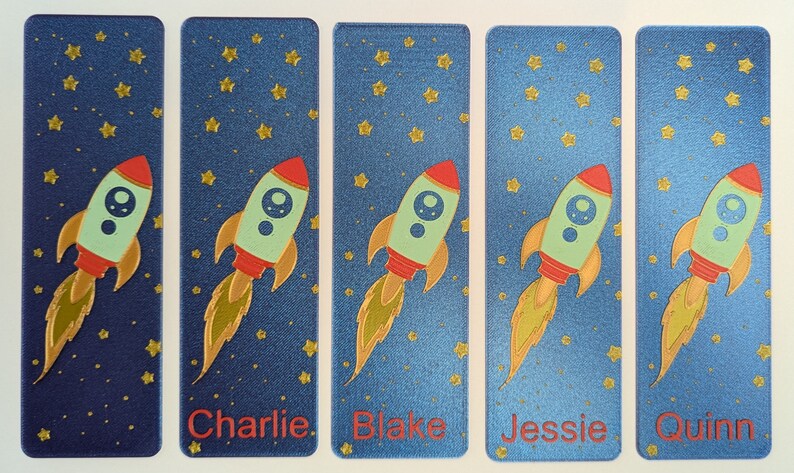 Kids Rocket Bookmark 3D Printed, Custom Name Option - Etsy