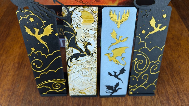 Dragon Bookmarks set of Four 3D Printed Fourth Wing Fans - Etsy