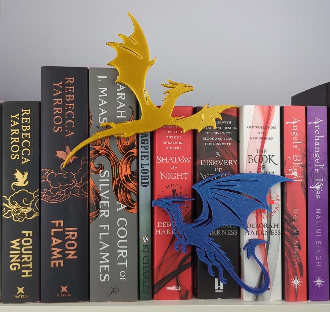 Fantasy Dragons Magnetic Bookshelf Display, 3D Printed - Fourth Wing ...