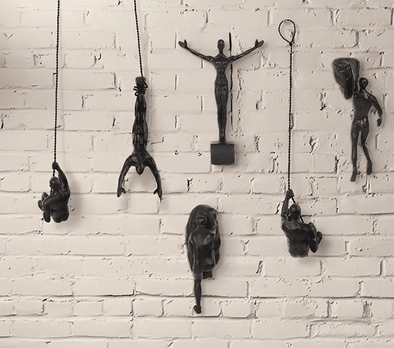 Climbing Man Wall Sculpture: Polyresin Rock Climbing Decor, Set of 6 - Etsy