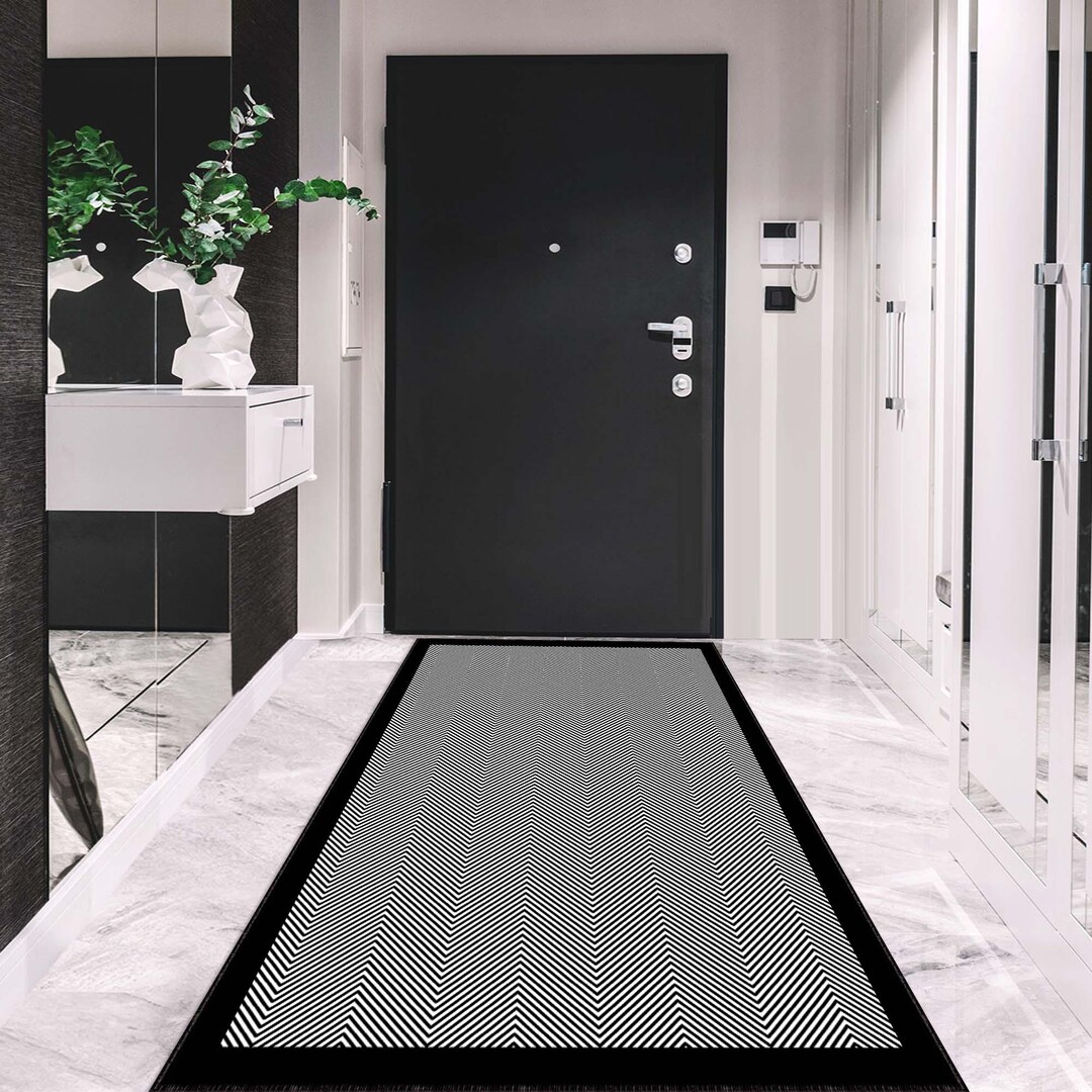 Black and White Striped Rug, Runner Kilim Rug, Hallway Runner Rug ...