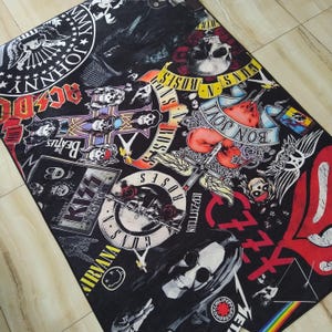 Rock Metal Band Logo Rug, Heavy Metal Home Decor, Music Lover Carpet ...