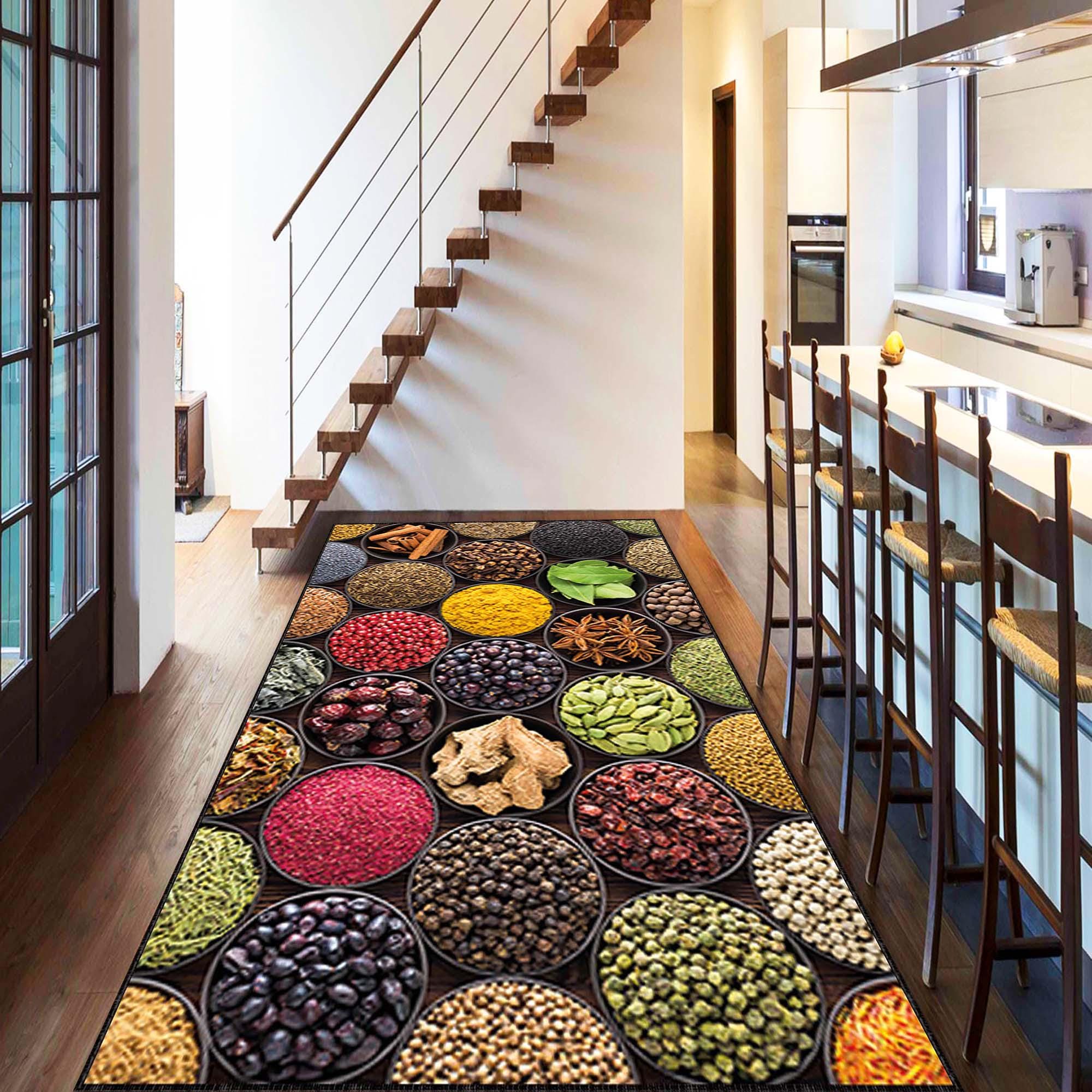 Spice-themed Kitchen Rug, Anti-slip Washable Floor Mat, Vibrant ...