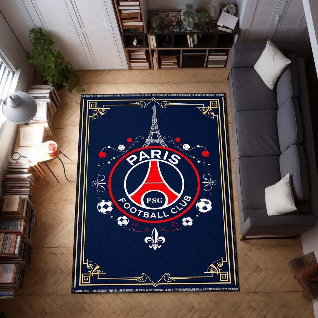 Area Rug, Paris Soccer Club Carpet, Football Fan Gift, Boys Room Rug ...