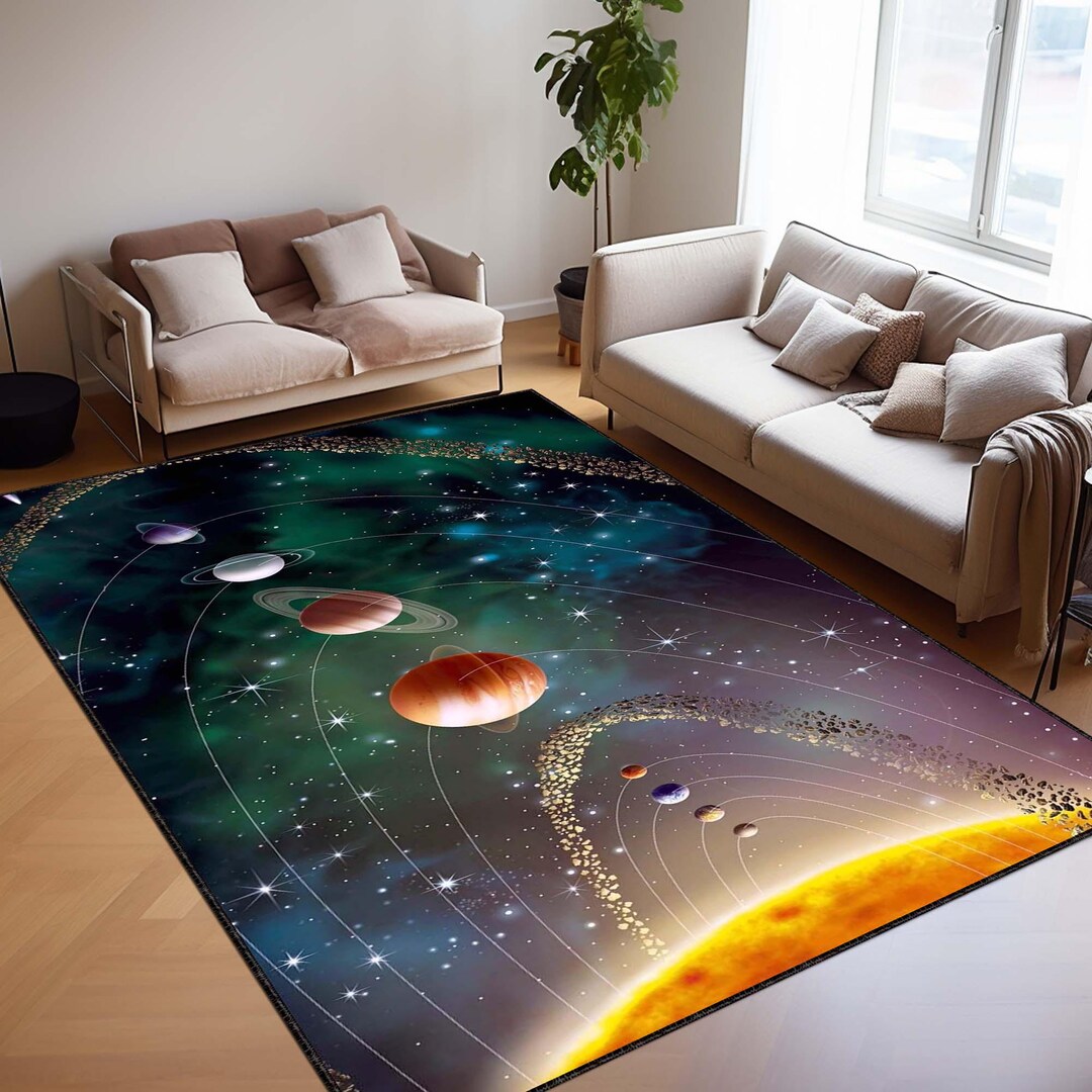 Galaxy Rug, Solar System Rug, Kids Area Rug, Kindergarten Gift, Space ...