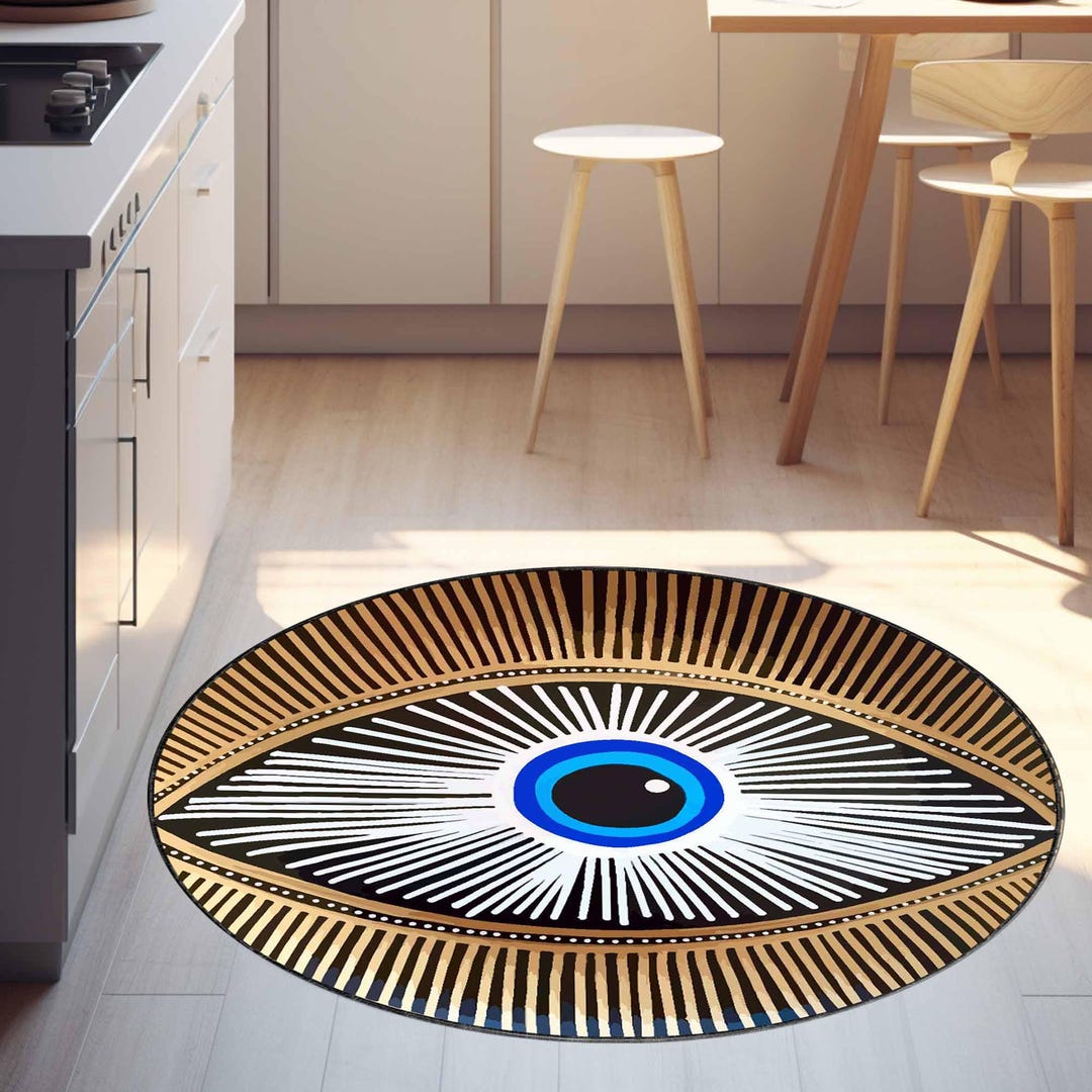 Evil Eye Rug, Round Rug, Circle Rug, Blue Eye Carpet, Housewarming Gift ...