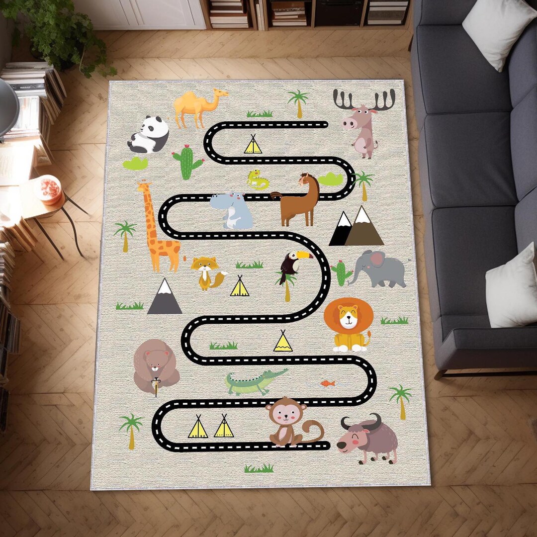Animals Rug, Cartoons Rug, Game Path Rug, Kids Area Rug, Game City ...