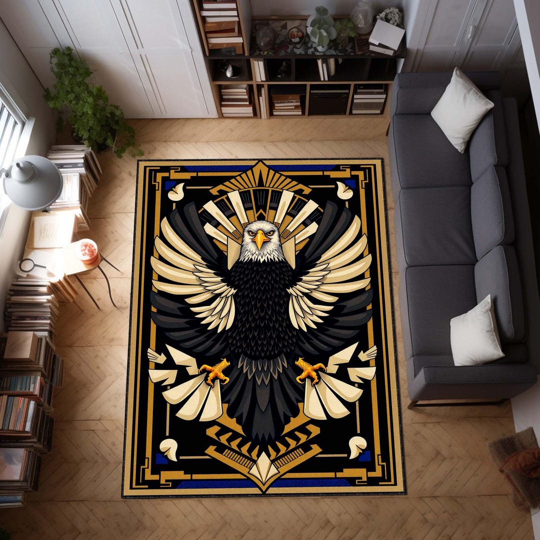 Bald Eagle Rug, Art Deco Animal Area Rug, Eagle Wall Tapestry ...
