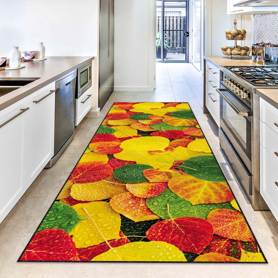 Autumn Leaf Rug, Fall Leaves Carpet, Seasonal Hallway Decor Rug, Cozy ...