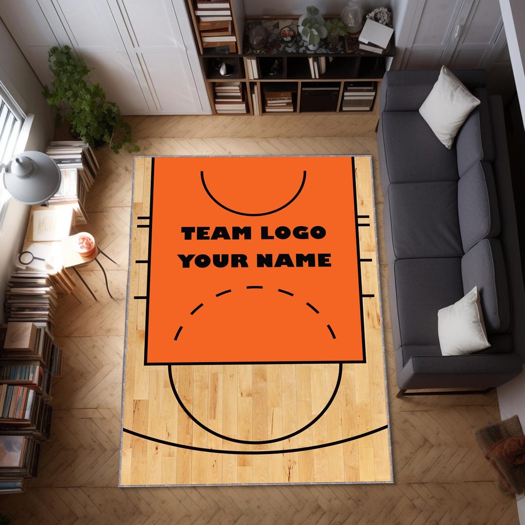 Basketball Court Rug, Personalized Name Rug, Nursery Rug, Teen Room ...