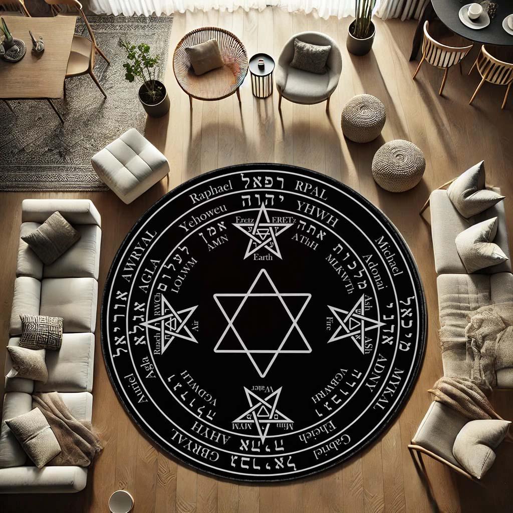 Occult Circle Rug - Mystic Pentagram Carpet, Witchcraft Altar Mat ...