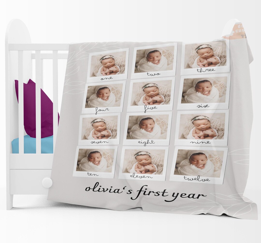Milestone Baby Blanket, Custom Photo Blanket Collage, Personalized ...