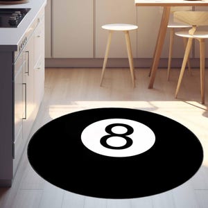Billiards Rug, 8 Round Rug, Circle Rug, Black Eight-ball Carpet ...
