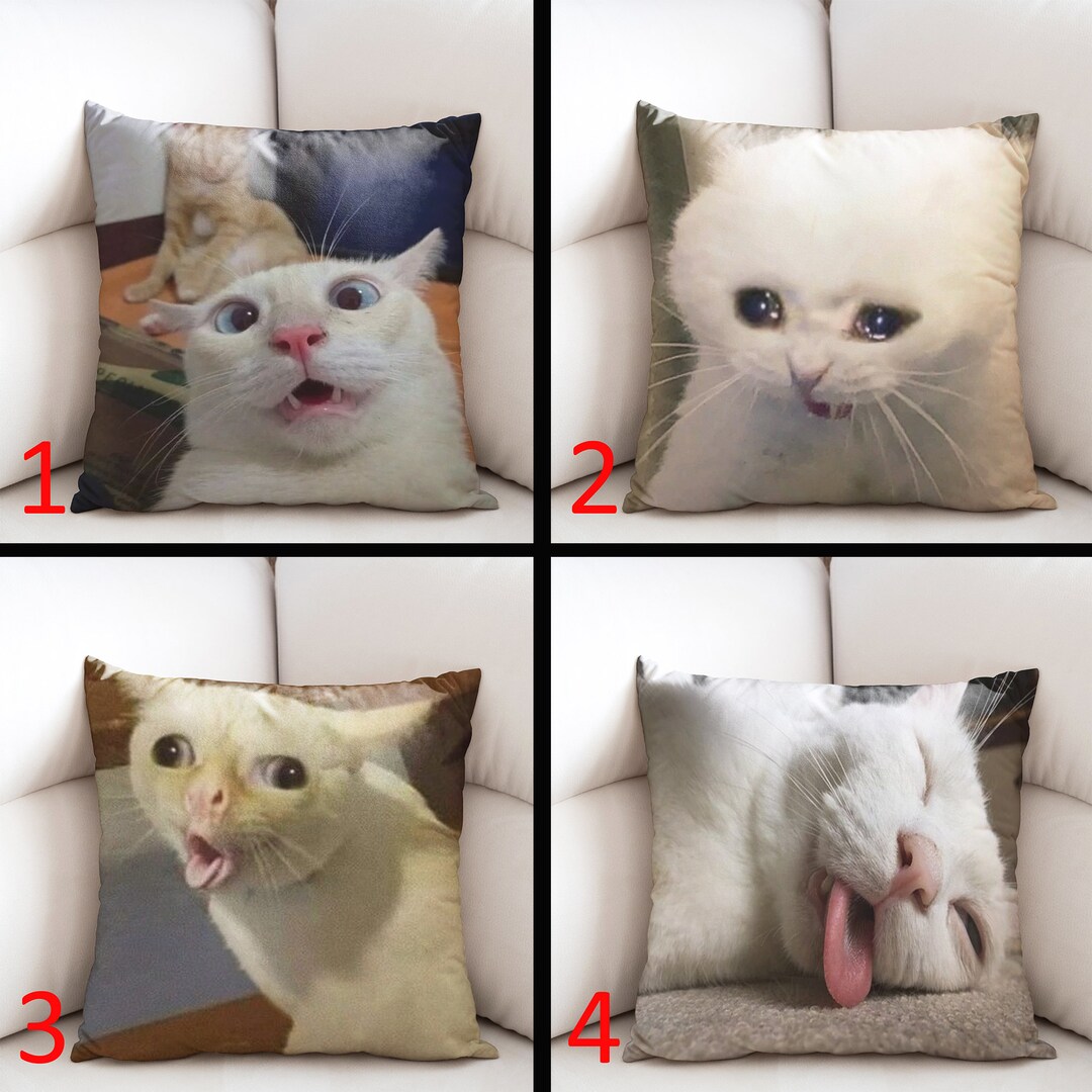 Funny Cat Memes Pillow Case, Mood Pillow Cover, Sham Pillowcase, Comic ...