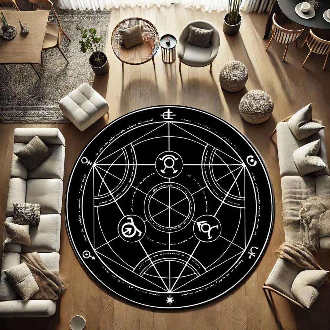 Occult Circle Rug - Mystic Pentagram Carpet, Witchcraft Altar Mat ...