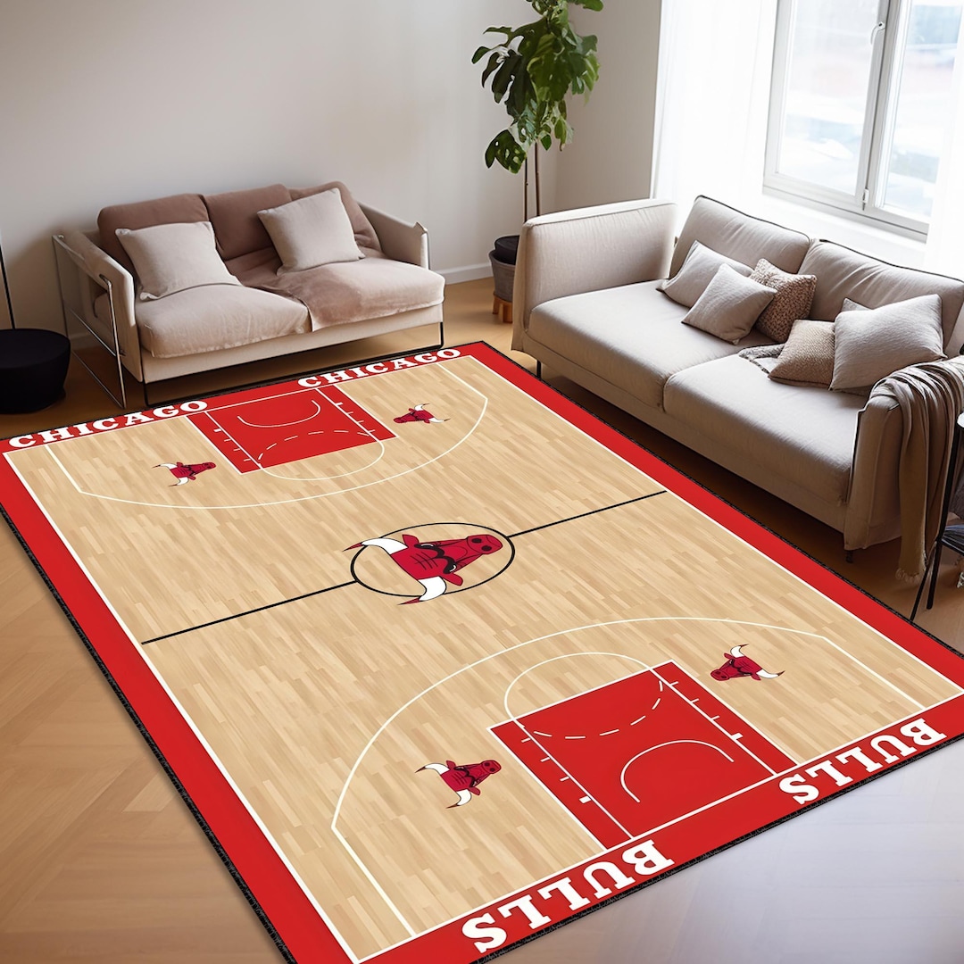 Basketball Court Rug, Bulls Rug, My Team Rug, Teen Room Carpet, Gift ...