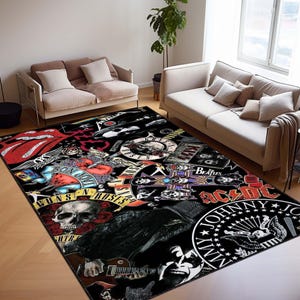 Rock Metal Band Logo Rug, Heavy Metal Home Decor, Music Lover Carpet ...