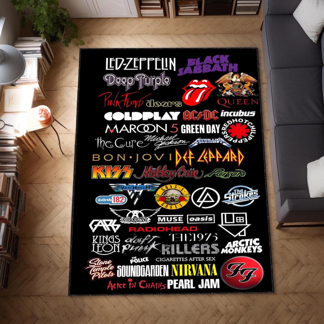 Rock N Roll Rug, Hard Music Carpet, Housewarming Gift, Metal Music Rug ...