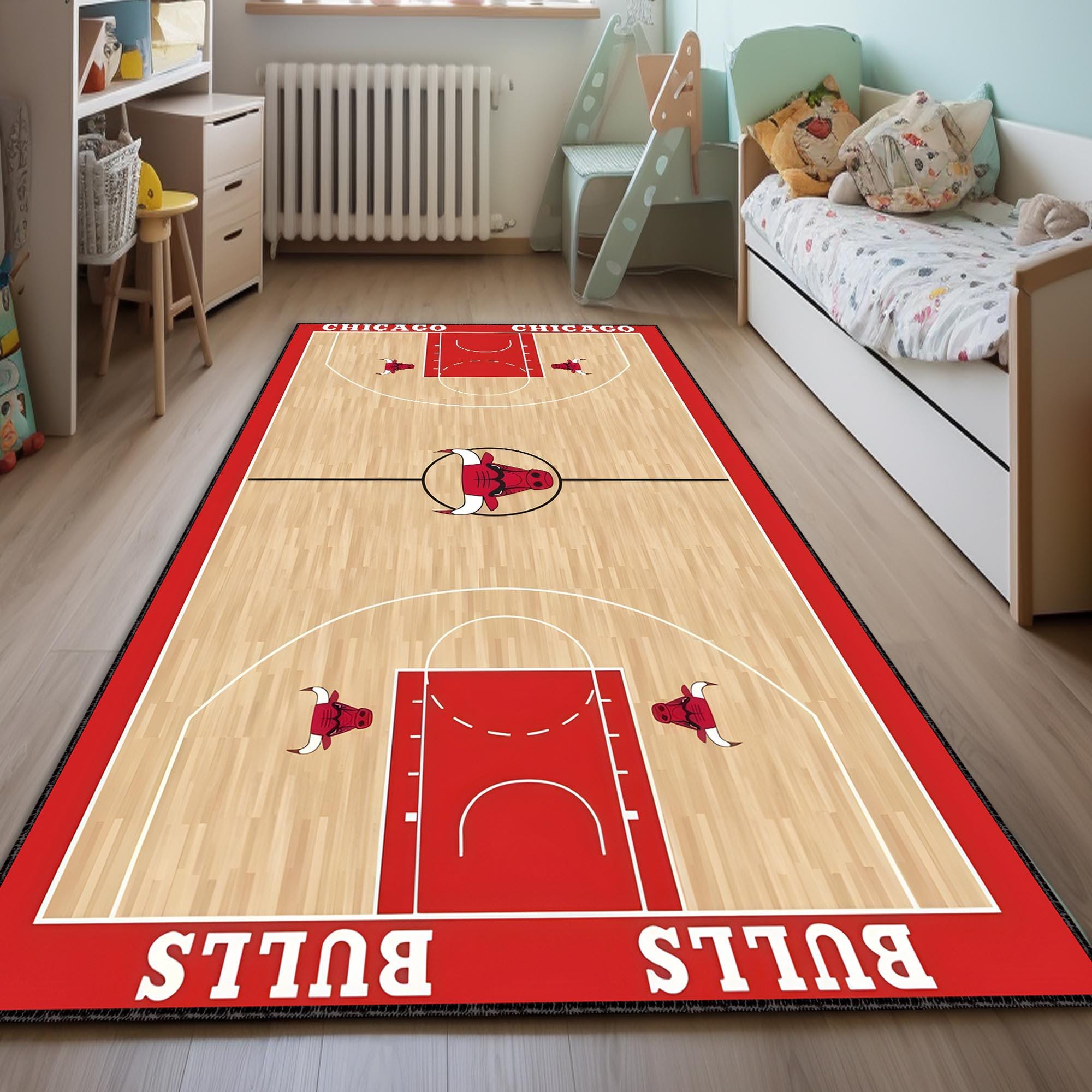 Basketball Court Rug, Bulls Rug, My Team Rug, Teen Room Carpet, Gift ...
