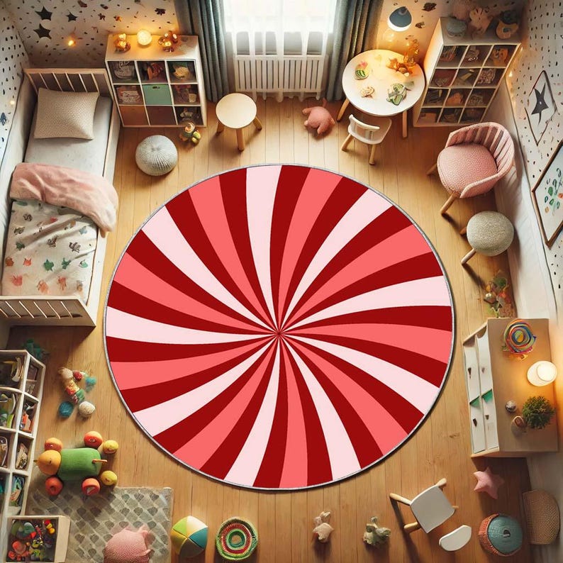 Rot Rosa Spirale Teppich, Candy Swirl Kreisteppich, Spaß Kinderzimmer ...
