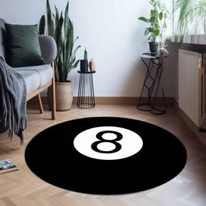 Billiards Rug, 8 Round Rug, Circle Rug, Black Eight-ball Carpet ...
