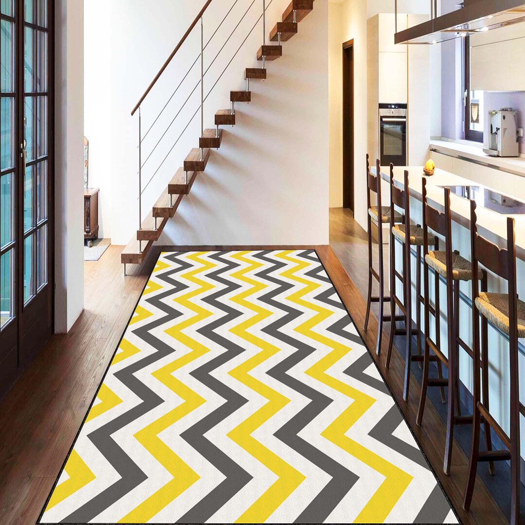 Luxury Striped Runner Rug, Black Border Design Rug, Modern Hallway ...