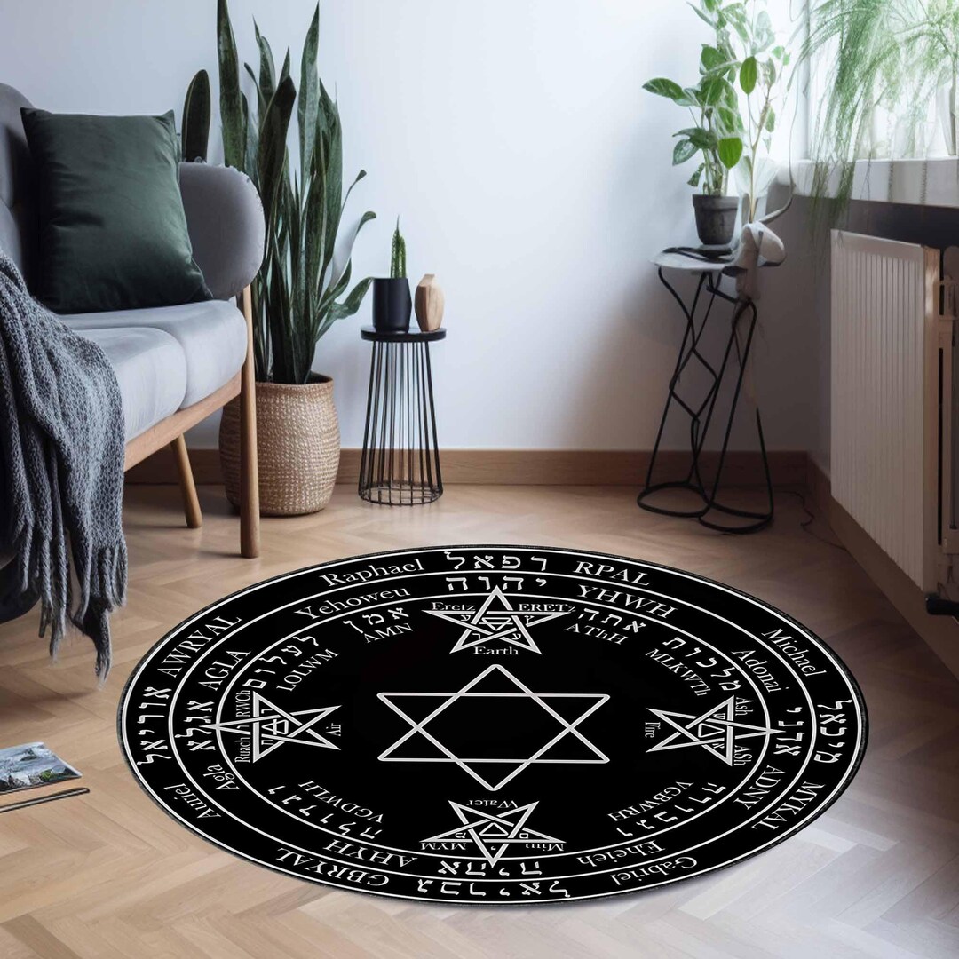Pentagram Rug, Satan Round Rug, Circle Rug, Luxury Carpet, Housewarming ...