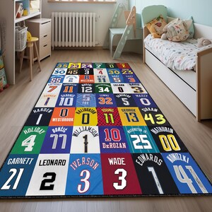 Basketball Legends Rug Collage, NBA Players Jersey Rug, Man Cave Rug ...