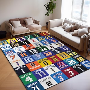 Basketball Legends Rug Collage, NBA Players Jersey Rug, Man Cave Rug ...