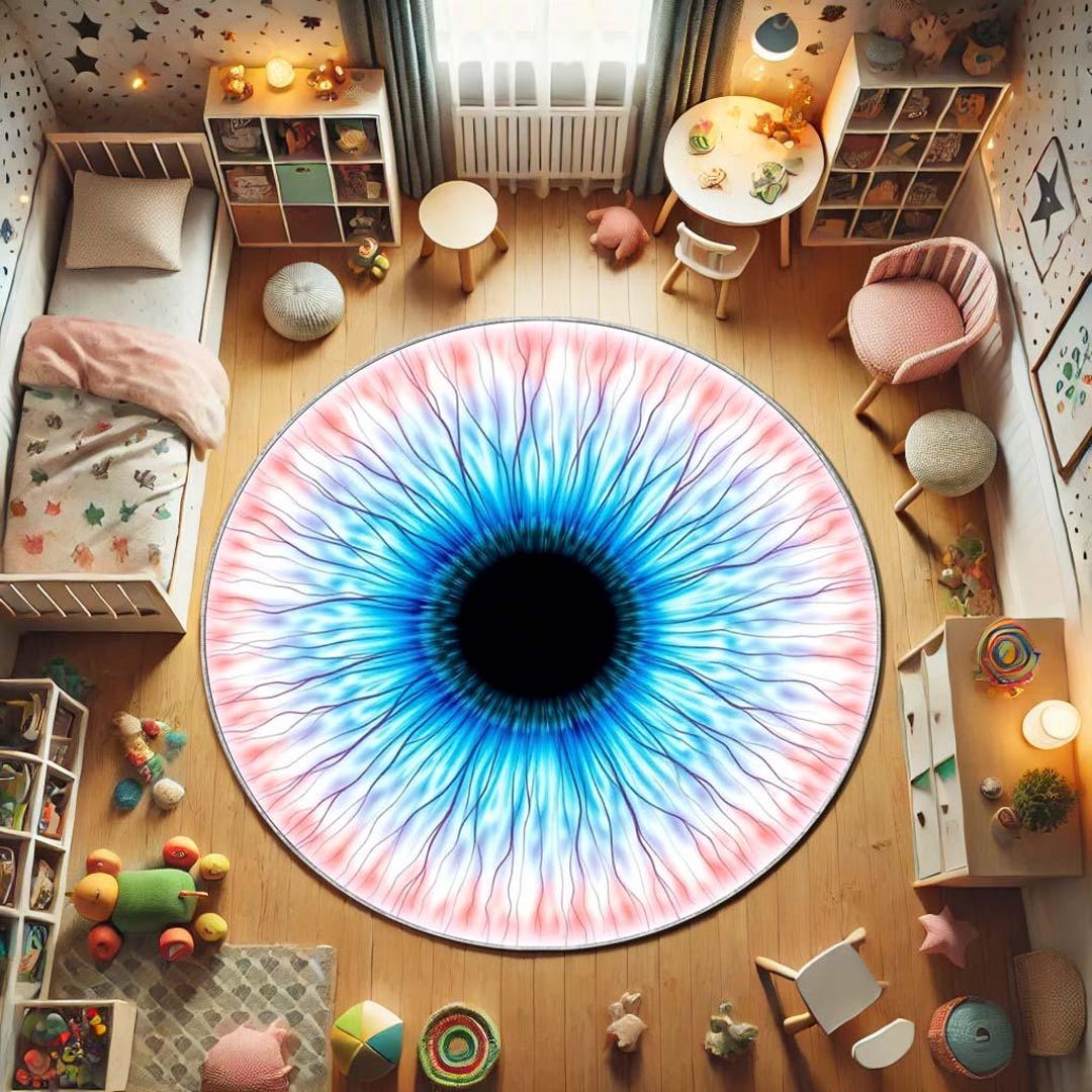 Realistic Eye Round Rug, 3D Blue Iris Carpet, Unique Optical Illusion ...