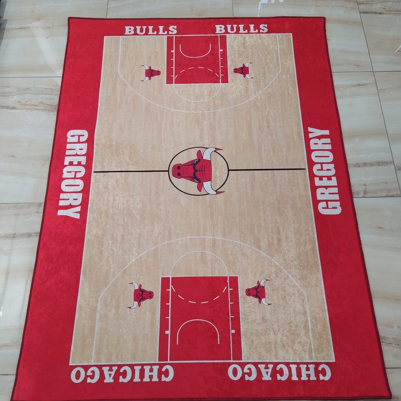 Basketball Court Rug, Bulls Rug, My Team Rug, Teen Room Carpet, Gift ...