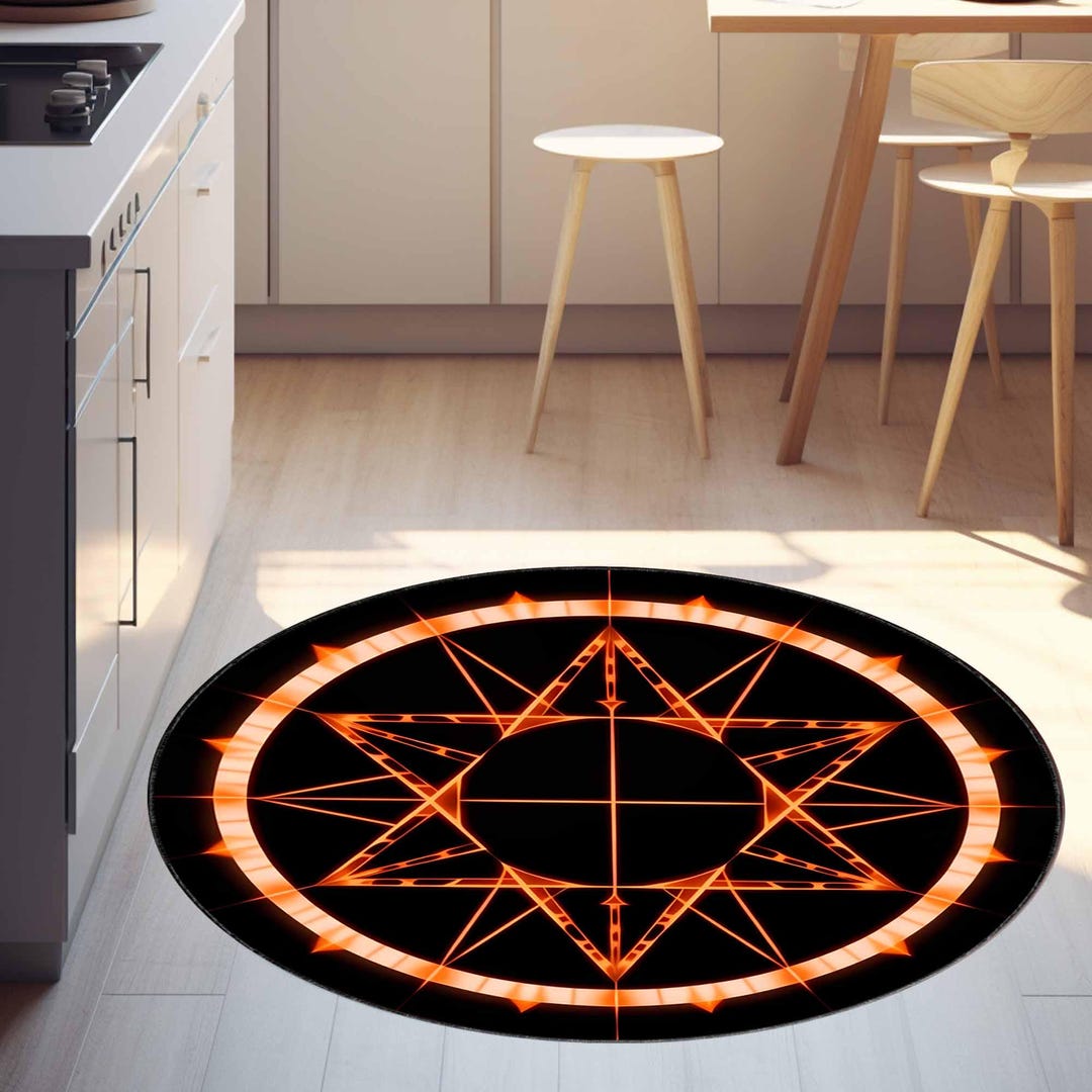 Pentagram Round Rug, Circle Rug, Satan Carpet, Housewarming Gift ...