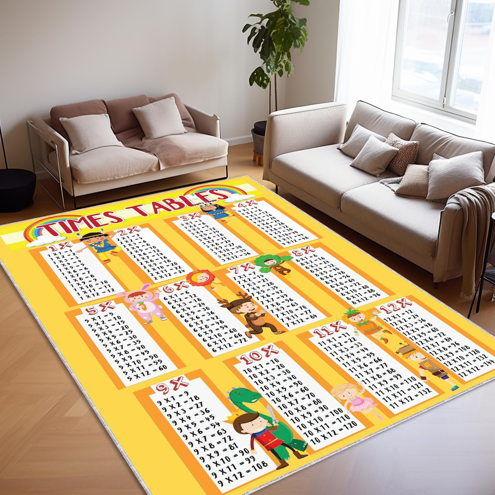 Multiplication Table, Kids Area Rug, Mathematics Rug, Kindergarten Gift ...