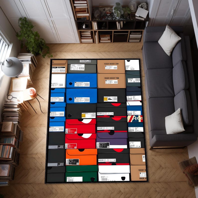 Sneakers Shoes Pattern Rug, Sneakers Shoes Box Rug, Shoes Decor, Shoes ...