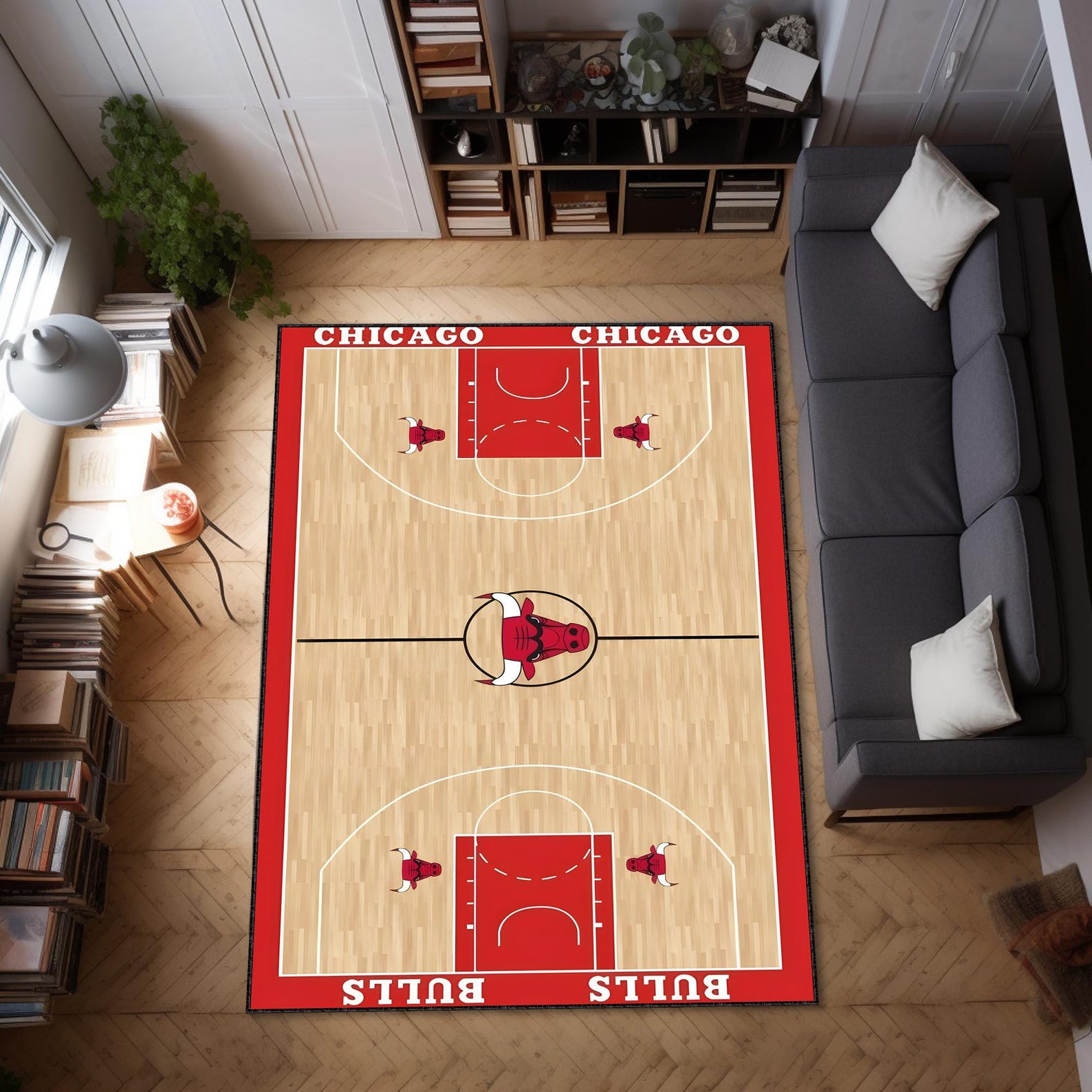 Basketball Court Rug, Bulls Rug, My Team Rug, Teen Room Carpet, Gift ...