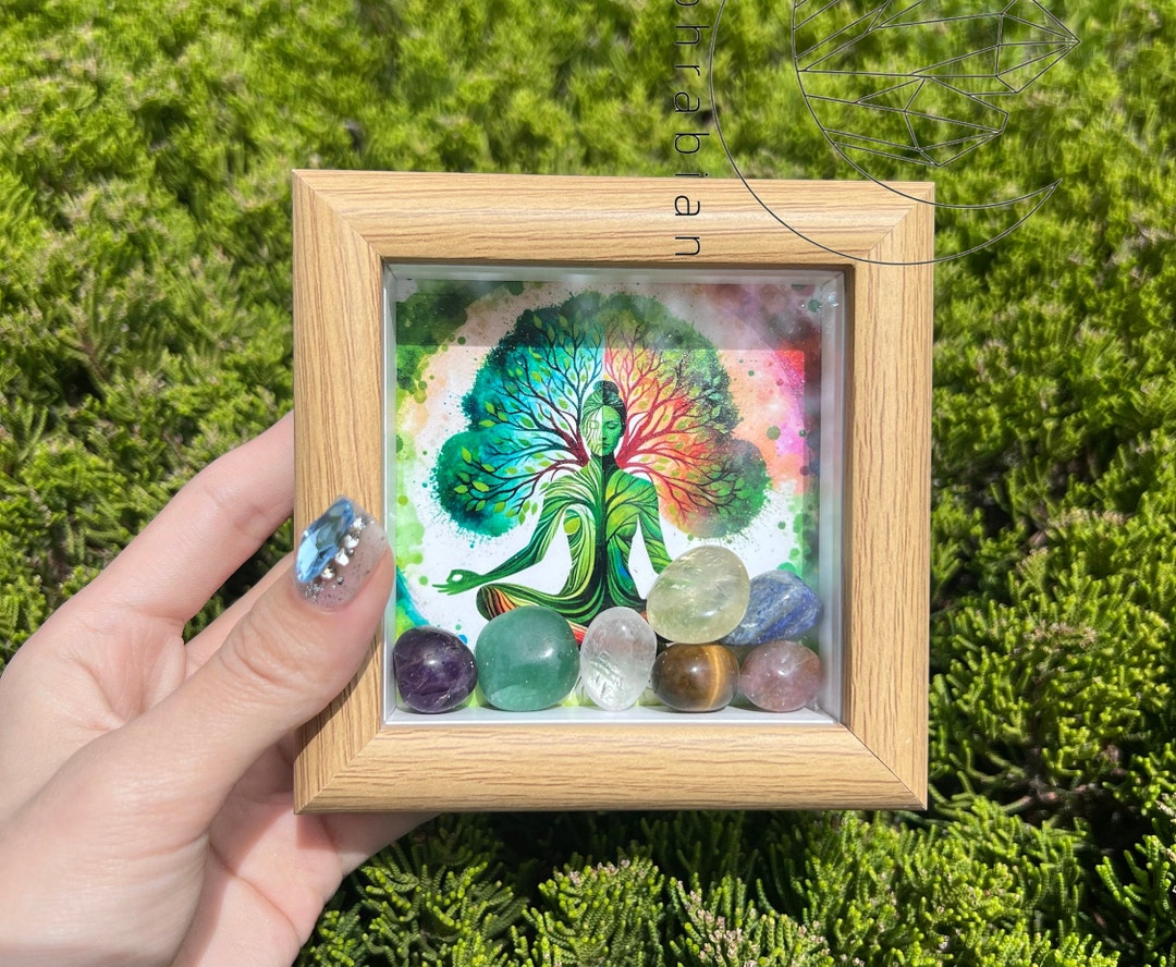 Seven Chakras Crystal Frame Paintingnatural Crystal & Printed Art for ...