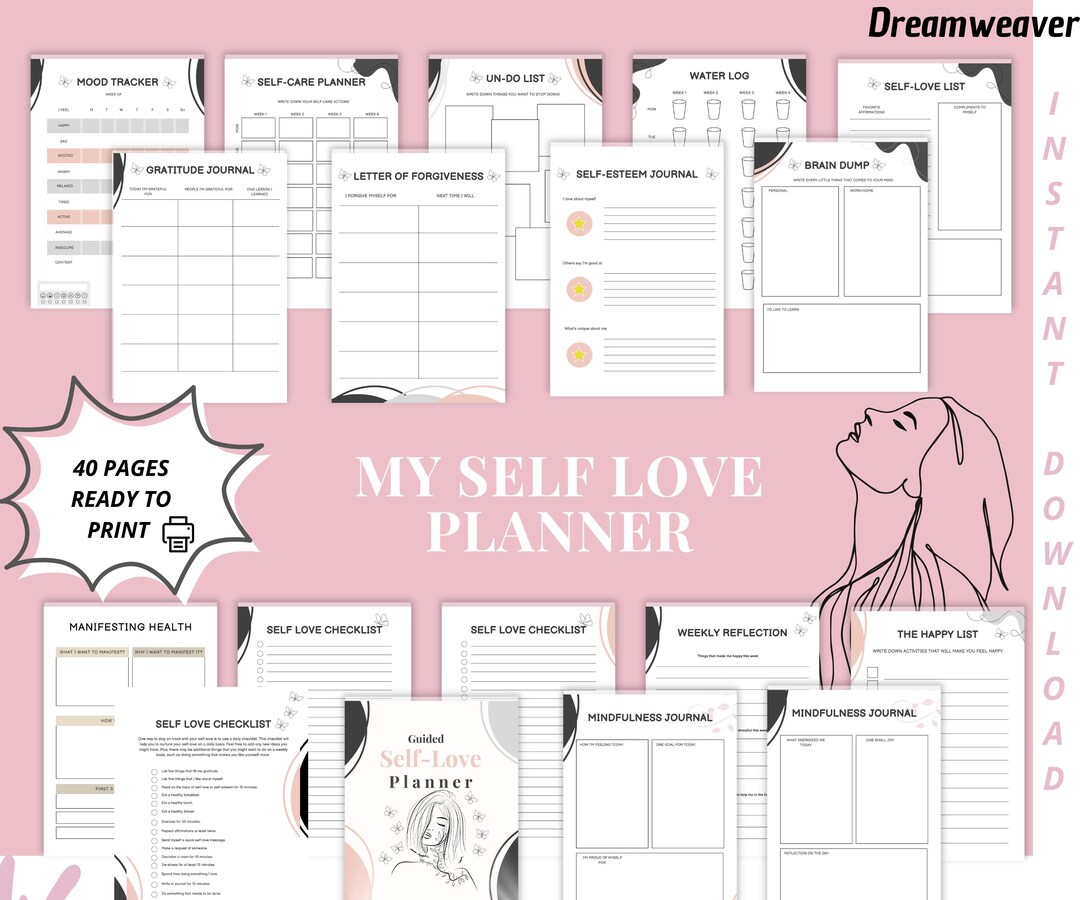 Self-love Planner, Self-esteem Journal, Empowerment Tool, Self-love ...