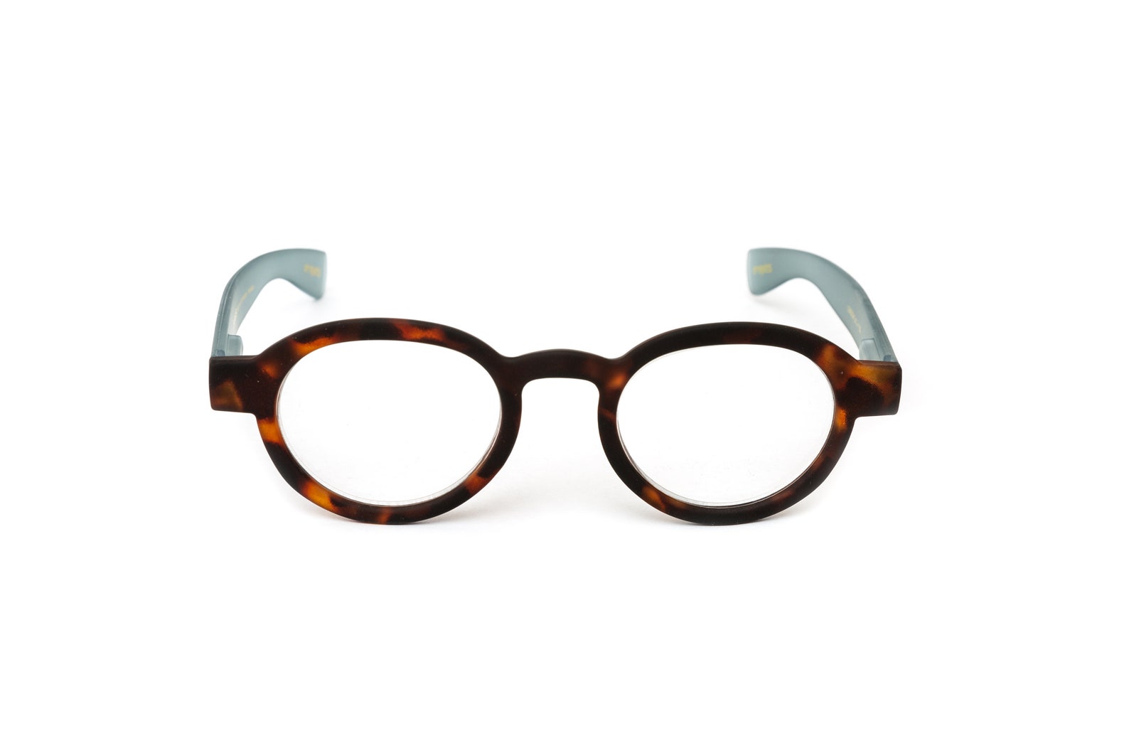 Men's Blue & Tortoiseshell Round Reading Glasses — Rubberized Readers ...