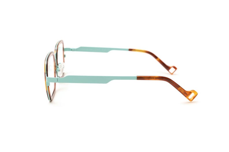 Mint Titanium & Tortoiseshell Square Glasses — Lightweight Pastel Unisex Readers or Prescription ...